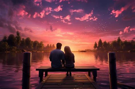 A Couple Holding Hands While Sitting On A Dock At Love Photos58