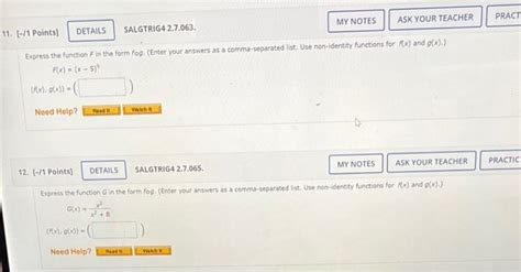 Solved Express The Function F In The Form Fog Enter Youe
