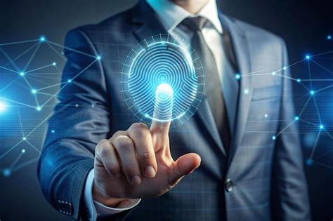 Businessman Using Fingerprint Identification To Access Personal