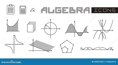 A Set Of Linear Isolated Elements For Algebra Stock Vector Illustration Of Data Chart 225015657