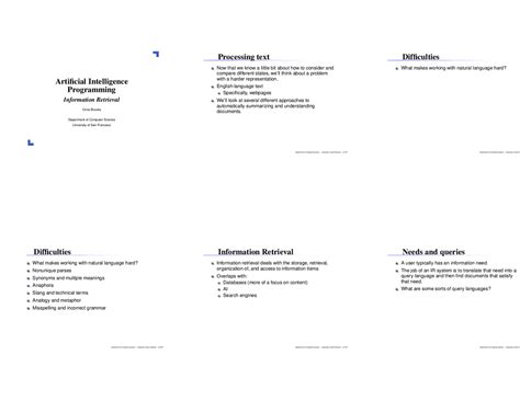 artificial intelligence programming information retrieval cs 662 docsity