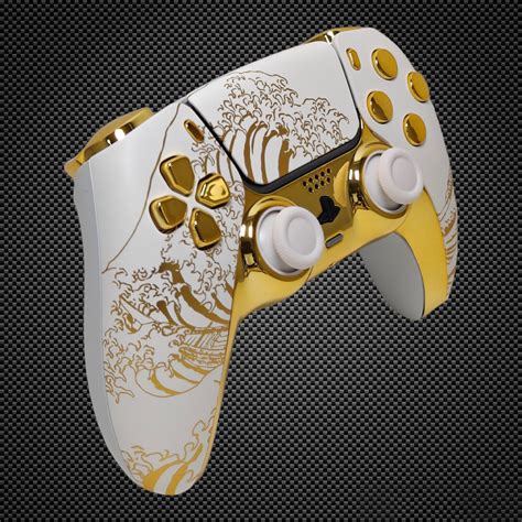 Golden Waves White Themed Ps5 Custom Dualsense Controller Primzstar Modz