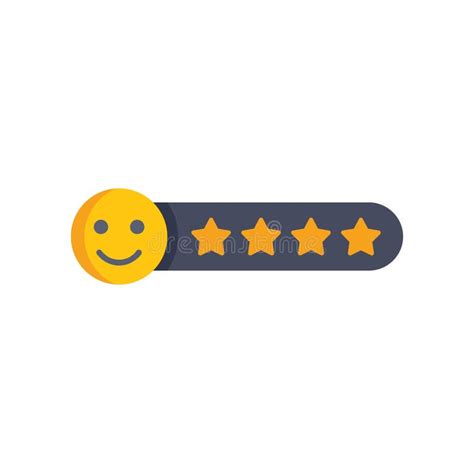 Customer Showing Five Star Rating With Happy Emoji Icon Stock Illustration Illustration Of