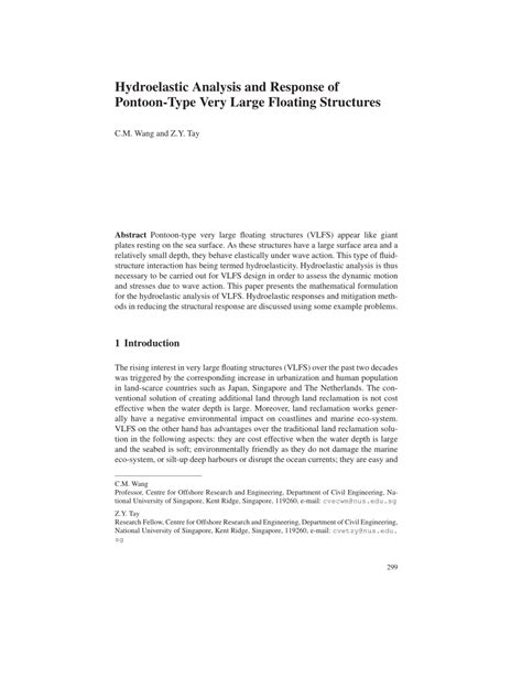 Pdf Hydroelastic Analysis And Response Of Pontoon Type Very Large Floating Structures