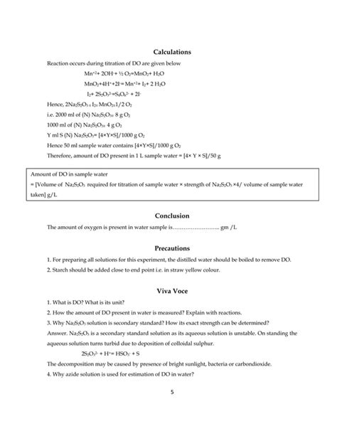 Determination Of Dissolved Oxygen Pdf