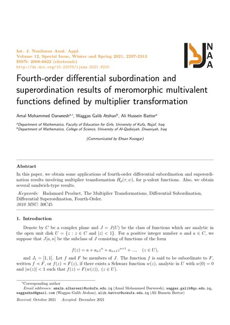 Pdf Fourth Order Differential Subordination And Superordination