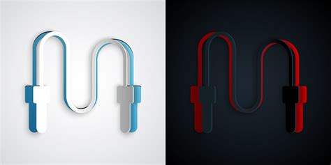 회색과 검은색 배경에 격리된 점프 로프 아이콘을 용지 잘라냅니다 로프건너뛰기 스포츠 장비 종이 아트 스타일 벡터 3차원 형태에 대한 스톡 벡터 아트 및 기타 이미지 Istock