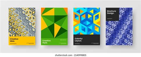 Premium Geometric Tiles Leaflet Template Bundle Stock Vector Royalty