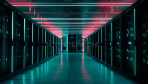 Futuristic Security System With Network Server Connection Generated By Ai Stock Illustration