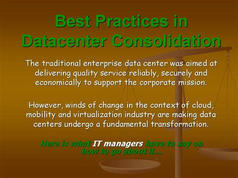 Data Center Consolidation Best Practices