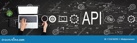 Api Application Programming Interface Concept With Person Using Laptop Computer Stock Image