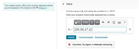 Solved Part A The Variable Resistor R In The Circuit Is Chegg Com