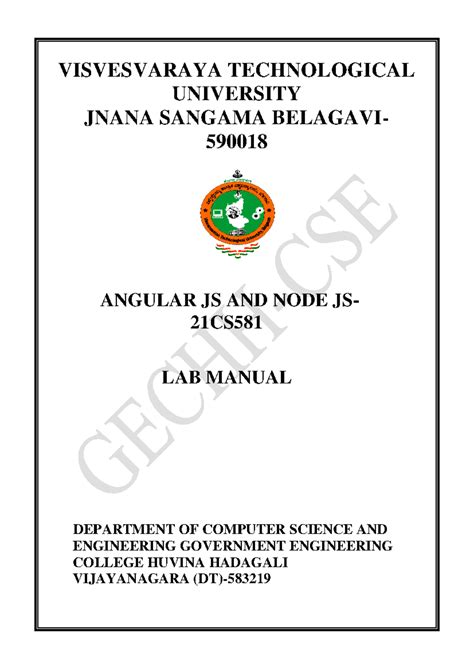 21cs581 Lab Manual Visvesvaraya Technological University Jnana