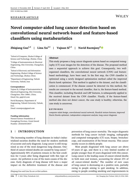 Novel Computer‐aided Lung Cancer Detection Based On Convolutional