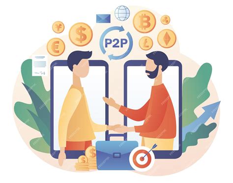 Premium Vector Peer To Peer Trading P2p Lending Tiny People Enter