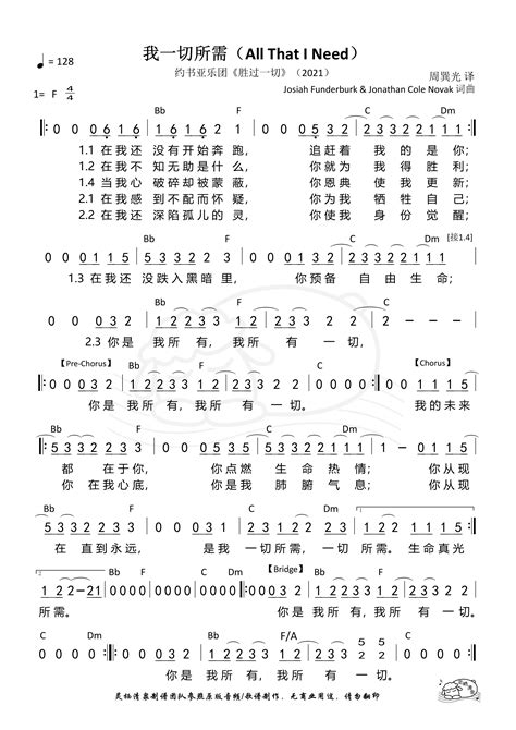 约书亚乐团歌谱 第221首 我一切所需 和弦简谱 空中相遇