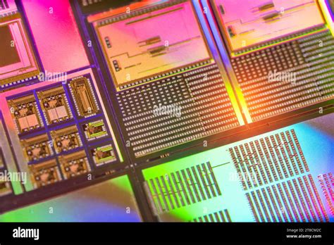Silicon Wafers With Microchips Used In Electronics For The Fabrication Of Integrated Circuits