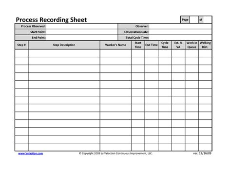 Office Process Recording Sheet