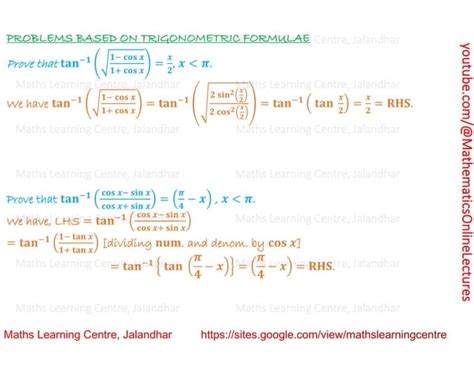 Class 12 Chapter 2 Inverse Trigonometric Functions Problems Based On