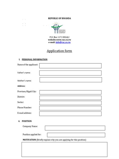 Rwanda Airport Application Form Pdf