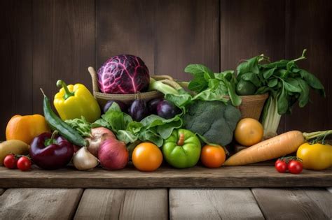 premium ai image a wooden table topped with lots of different types