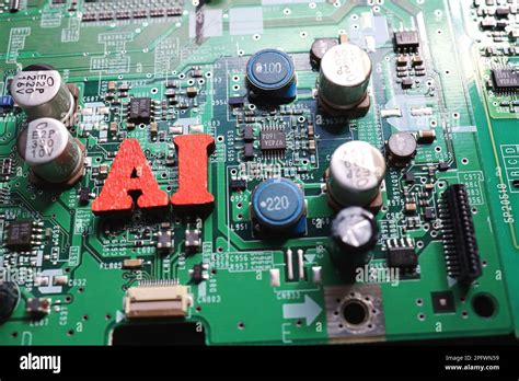 Semiconductor Printed Circuit Board And AI Letters Concept AI And Semiconductor Industry Stock