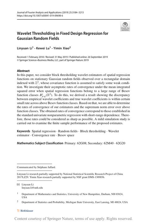 Wavelet Thresholding In Fixed Design Regression For Gaussian Random