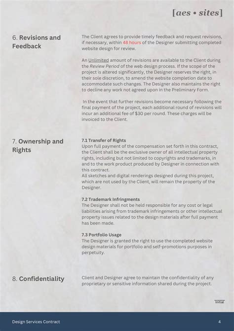 Professional Design Contract Template For Creatives Editable And Customizable Etsy