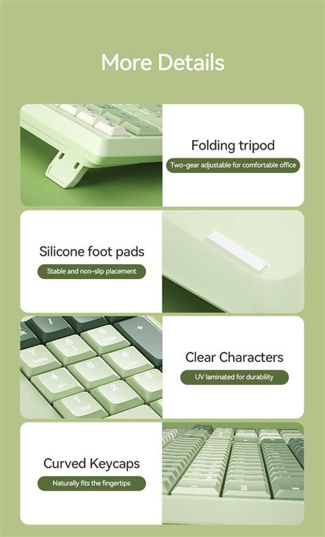 Bow K161d Wireless Bluetooth Dual Mode Keyboard Bt Bass Keys Gradient Color Cute Green Keyboard