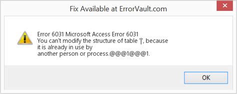How To Fix Error 6031 Microsoft Access Error 6031 You Cant Modify The Structure Of Table