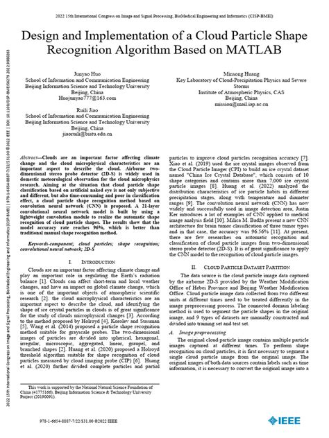 design and implementation of a cloud particle shape recognition
