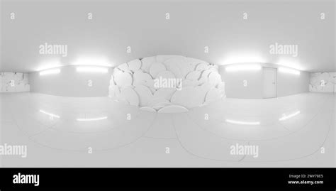 Modern Art Installation Featuring White Textured Structures In An Exhibition Space 360 Panorama