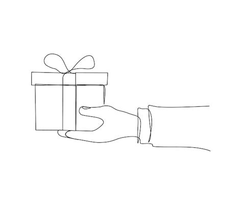 Premium Vector Continuous Line Drawing Of Hand Holding Present Box