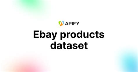 ebay products dataset · apify