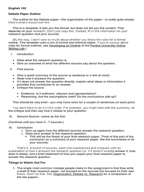 English 102 Debate Outline Pdf Essays Argument