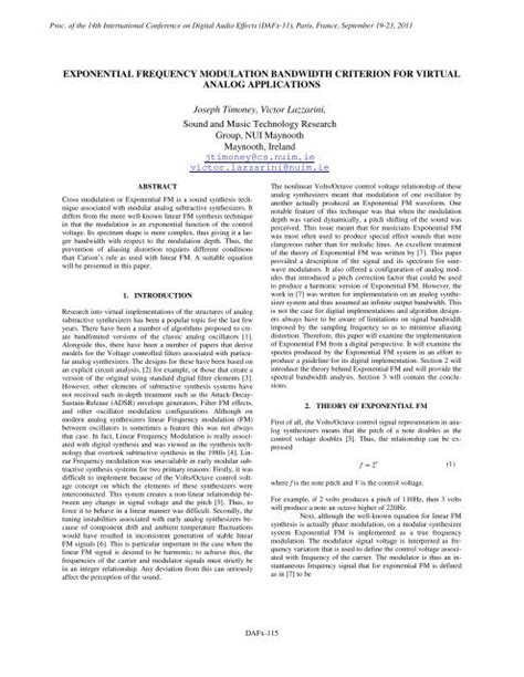 Exponential Frequency Modulation Bandwidth