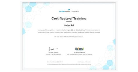 Shiya Rai On Linkedin Successfully Completed The Sql For Data