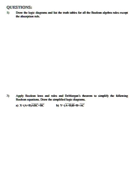 Solved Please Help Questions 1 Draw The Logic Diagrams And List The Truth Tables For All The