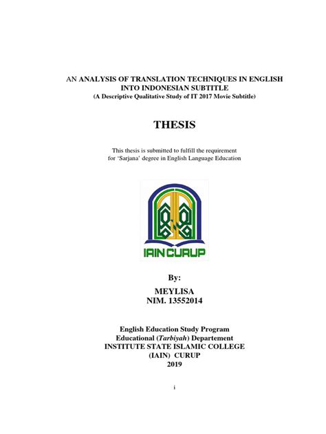 An Analysis Of Translation Techniques In English Into Indonesian