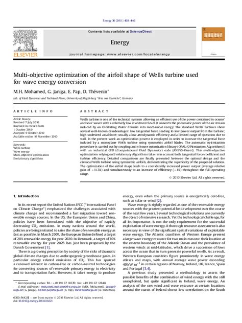 Pdf Multi Objective Optimization Of The Airfoil Shape Of Wells