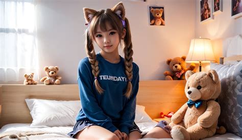 A Cute Girl And Her Funny Tedd Image Created By Tensorartist Cat