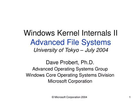 Ppt Windows Kernel Internals Ii Advanced File Systems University Of Tokyo July 2004