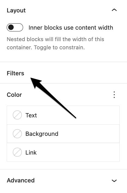 query loop shows empty filters section when no filters are enabled in variation · issue 45864