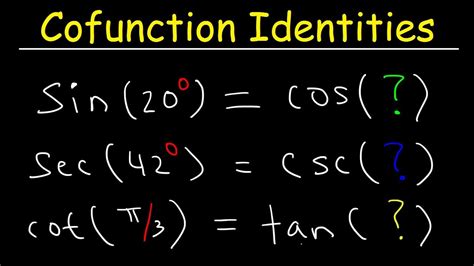Cofunction Identities Examples And Practice Problems Trigonometry Youtube
