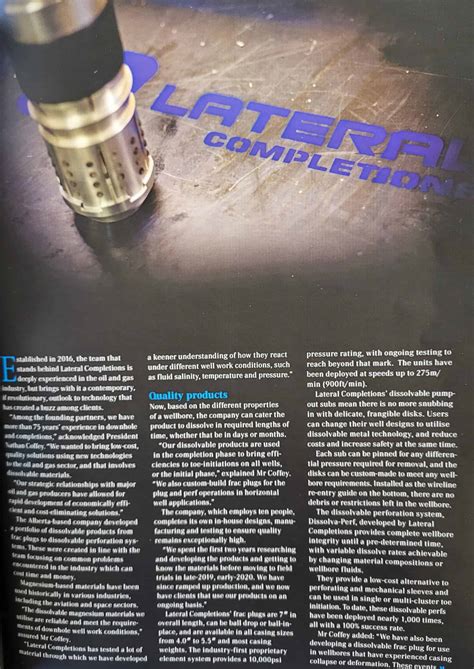 Lateral Completions Featured In Inside Oil And Gas Magazine Lateral Completions