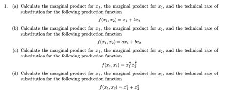 Solved A Calculate The Marginal Product For The Chegg Com