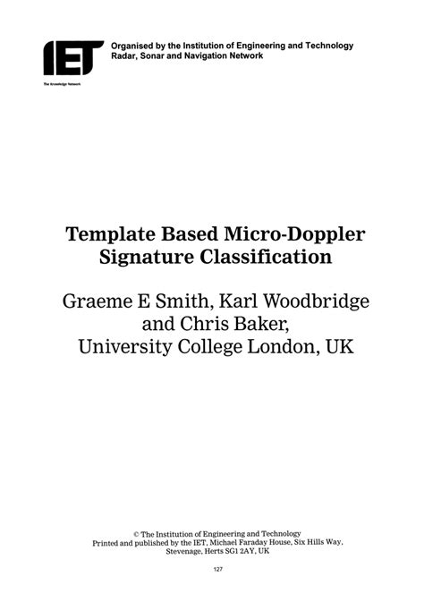 PDF Template Based Micro Doppler Signature Classification