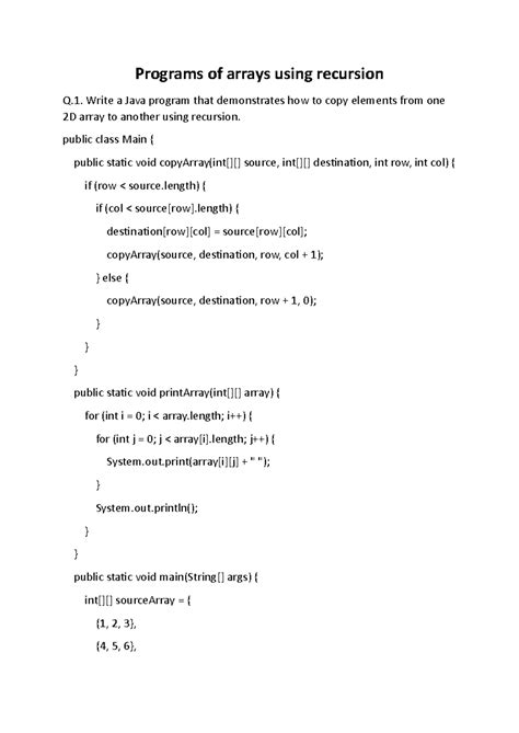 4 3 1 deep dive in recursion arrays programs programs of arrays using