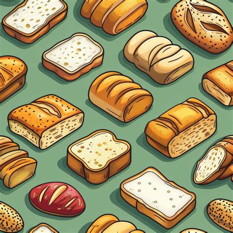 Assorted Bread Varieties On Green Background Premium Ai Generated Image
