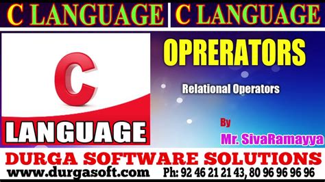 C Language Tutorialonlinetrainingoperatorsrelational Operators By Sivaramayya Youtube